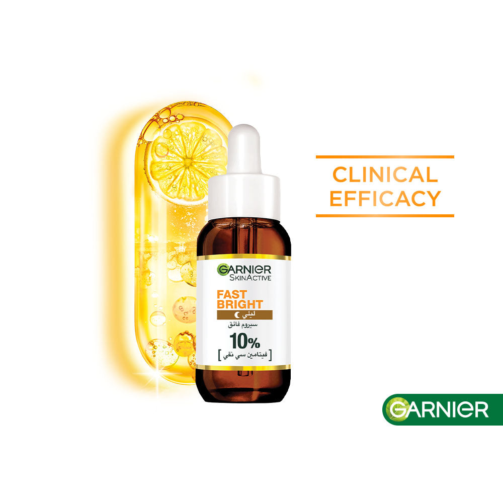 Garnier Fast Bright 10% Pure Vitamin C Brightening Overnight Serum ...