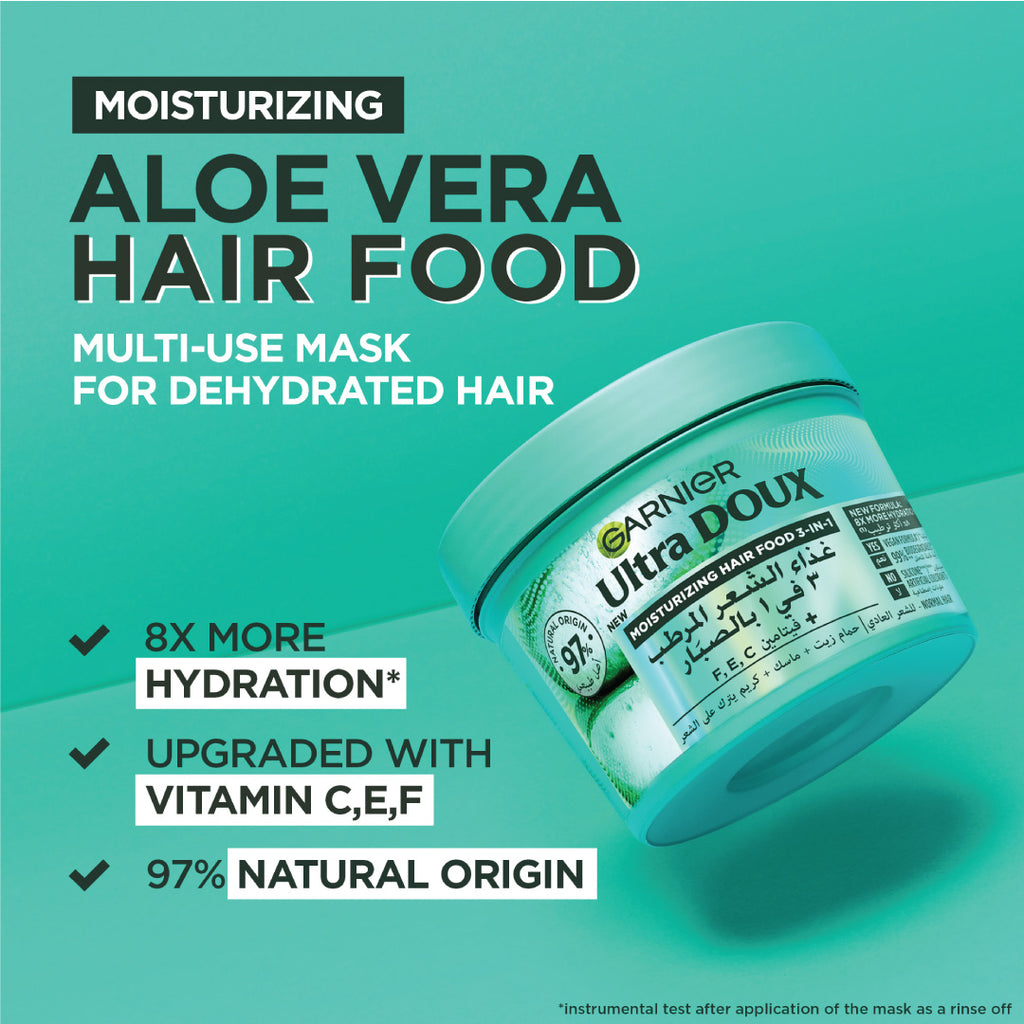 Garnier Ultra Doux Aloe Vera Vegan Hair Food 3in1 Mask For Dehydrated ...