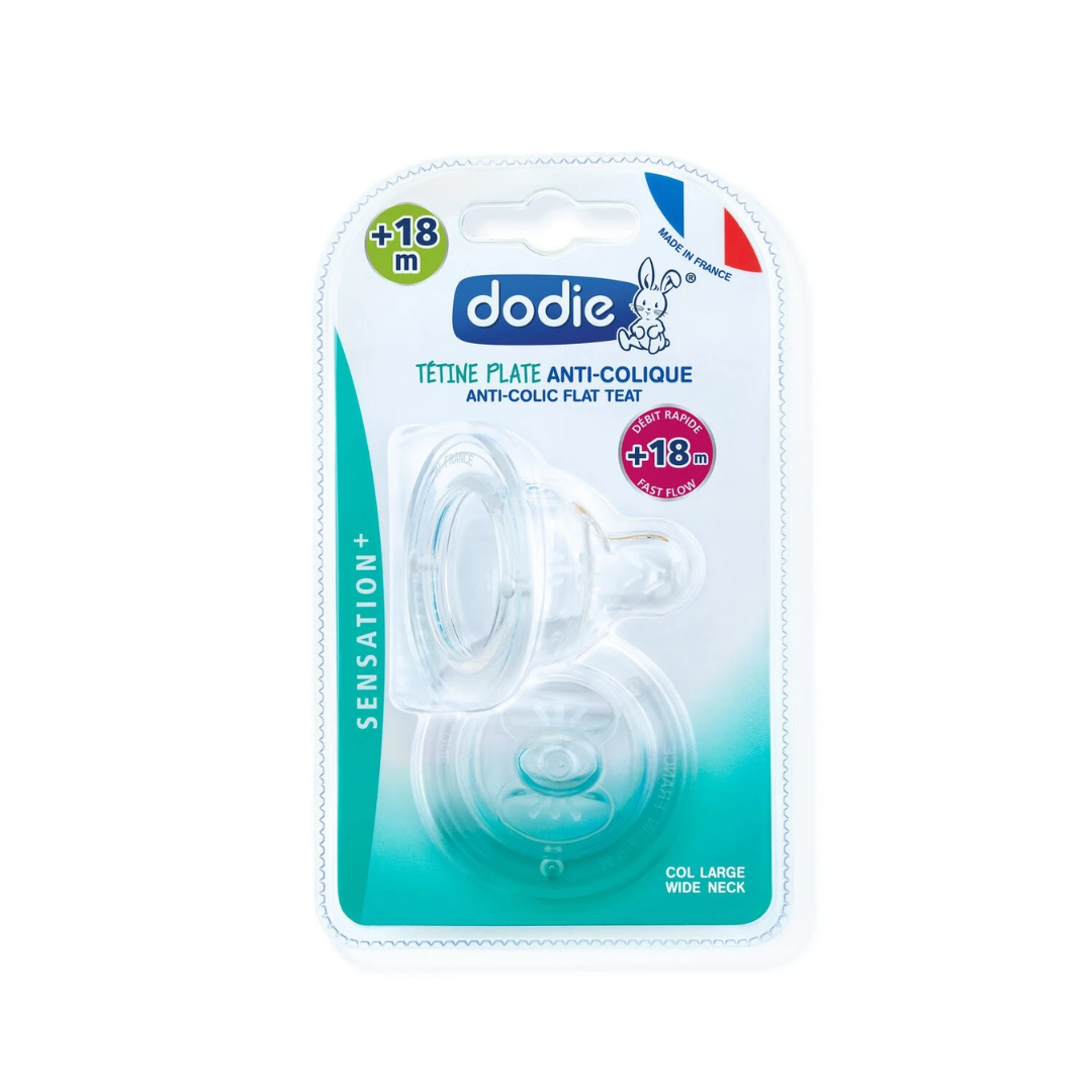 Dodie Teat Sensation+ Flat Anti-Colic Wide Neck +18 Months Silicone ...