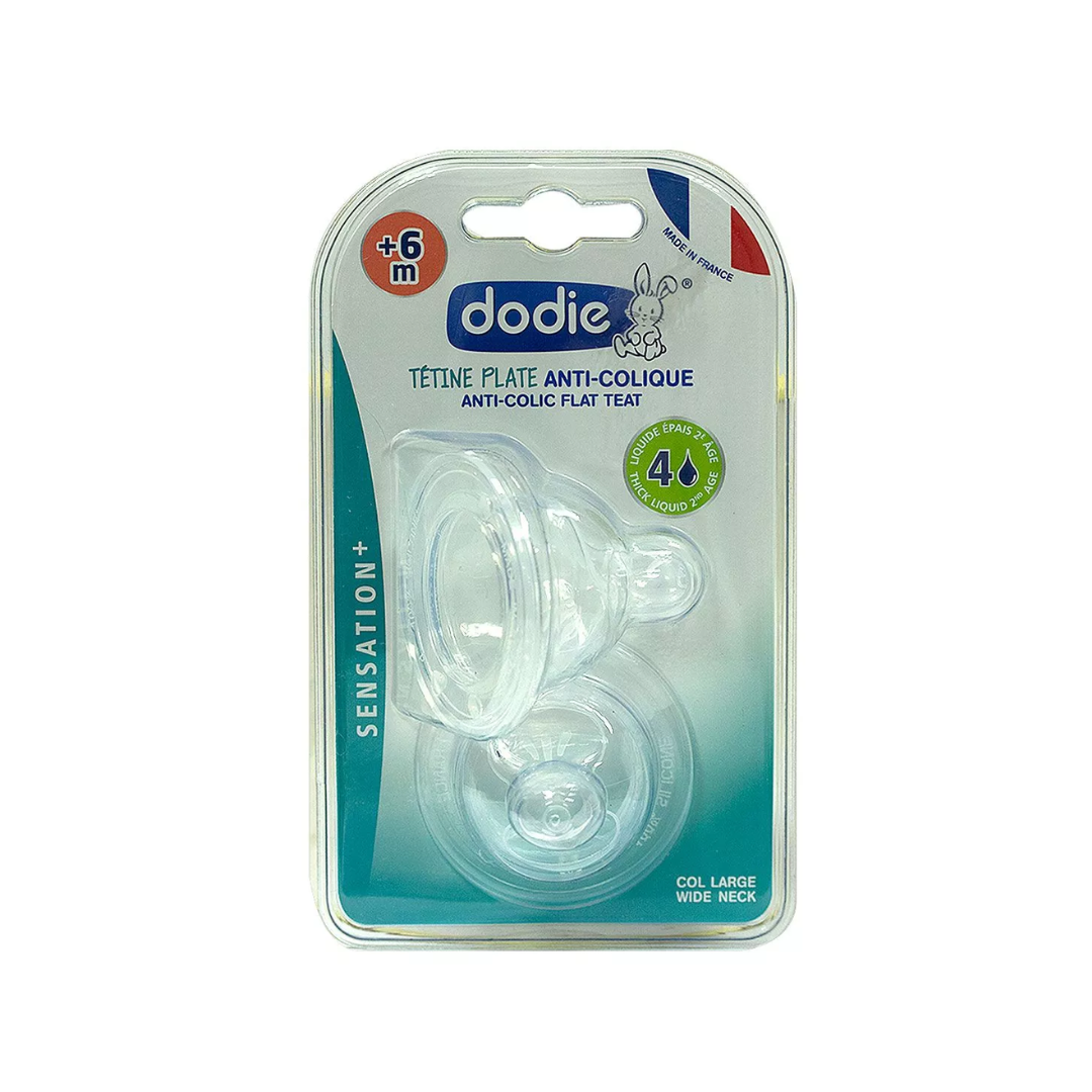Dodie Teat Sensation+ Flat Anti-Colic Wide Neck +6 Months Silicone Flow ...