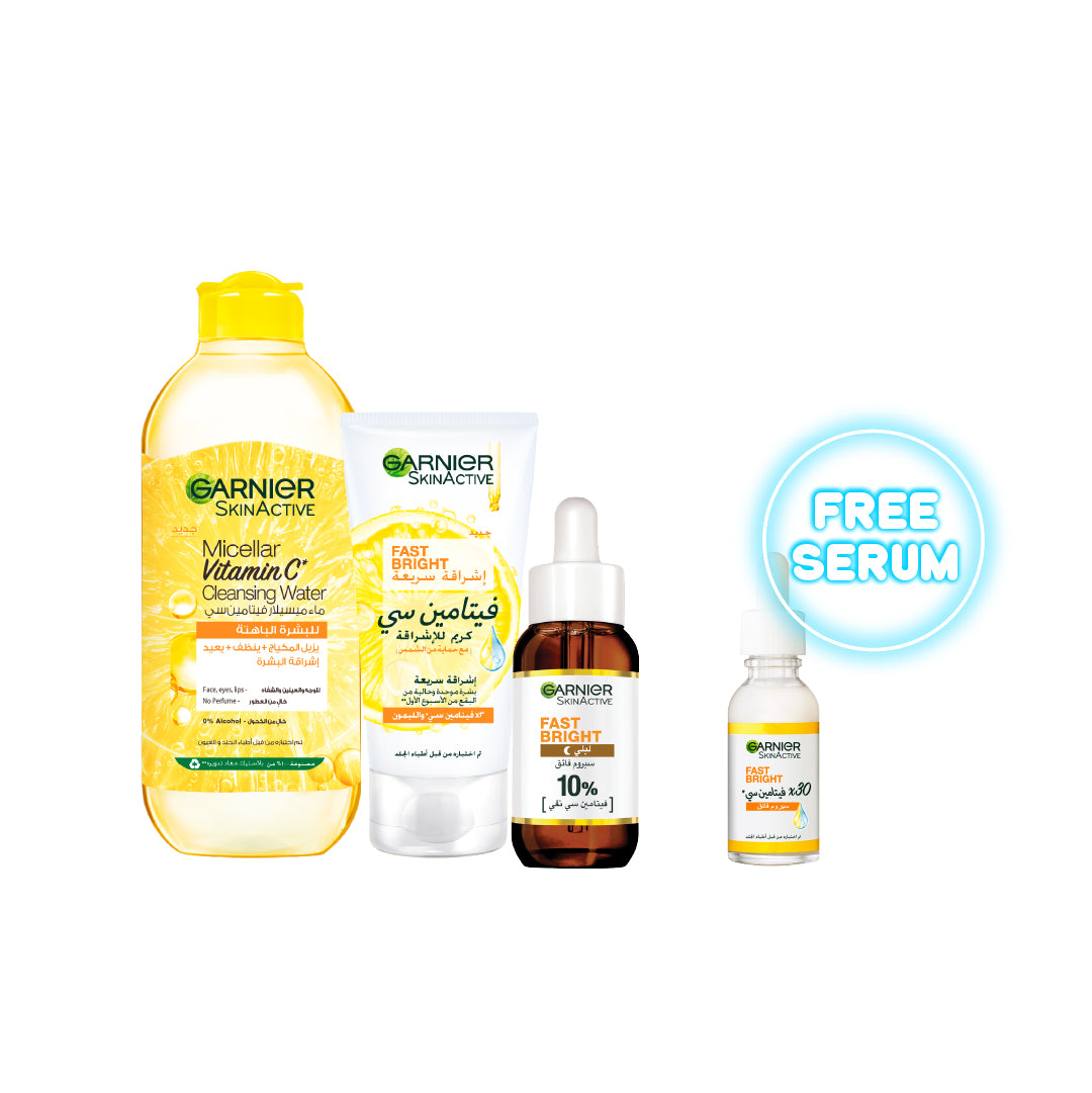 Garnier Fast Bright Vitamin C Routine Bundle At 25% Off + Free Serum ...
